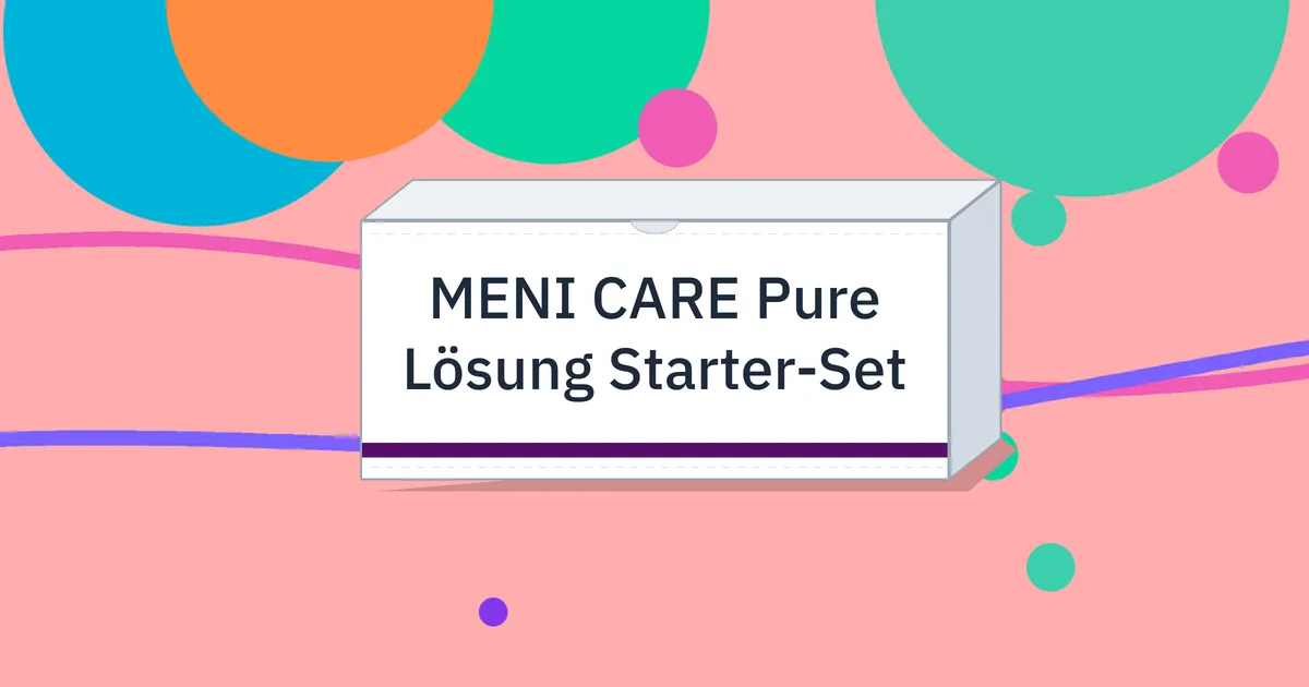 Symbolbild: Packung mit der Aufschrift MENI CARE Pure Lösung Starter-Set (PZN 10553272) – Verfügbarkeit und Bezug in Apotheken in Frankfurt am Main