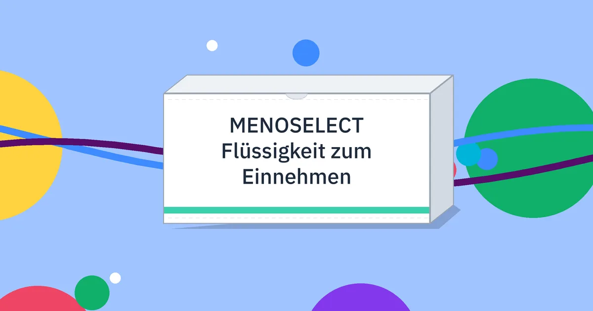 Symbolbild: Packung mit der Aufschrift MENOSELECT Flüssigkeit zum Einnehmen (PZN 19709681) – Verfügbarkeit und Bezug in Apotheken in Frankfurt am Main
