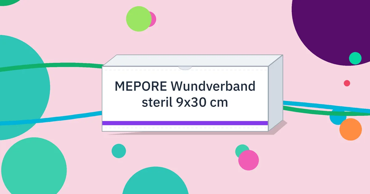 Symbolbild: Packung mit der Aufschrift MEPORE Wundverband steril 9x30 cm (PZN 11152440) – Verfügbarkeit und Bezug in Apotheken in Frankfurt am Main