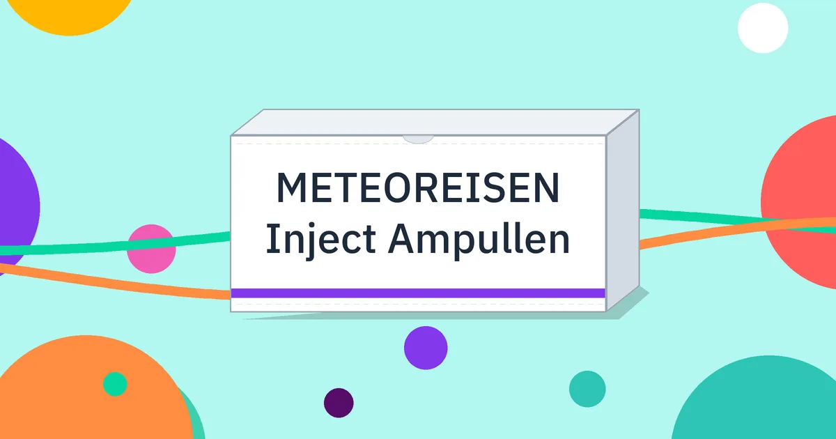 Symbolbild: Packung mit der Aufschrift METEOREISEN Inject Ampullen (PZN 00081553) – Verfügbarkeit und Bezug in Apotheken in Frankfurt am Main