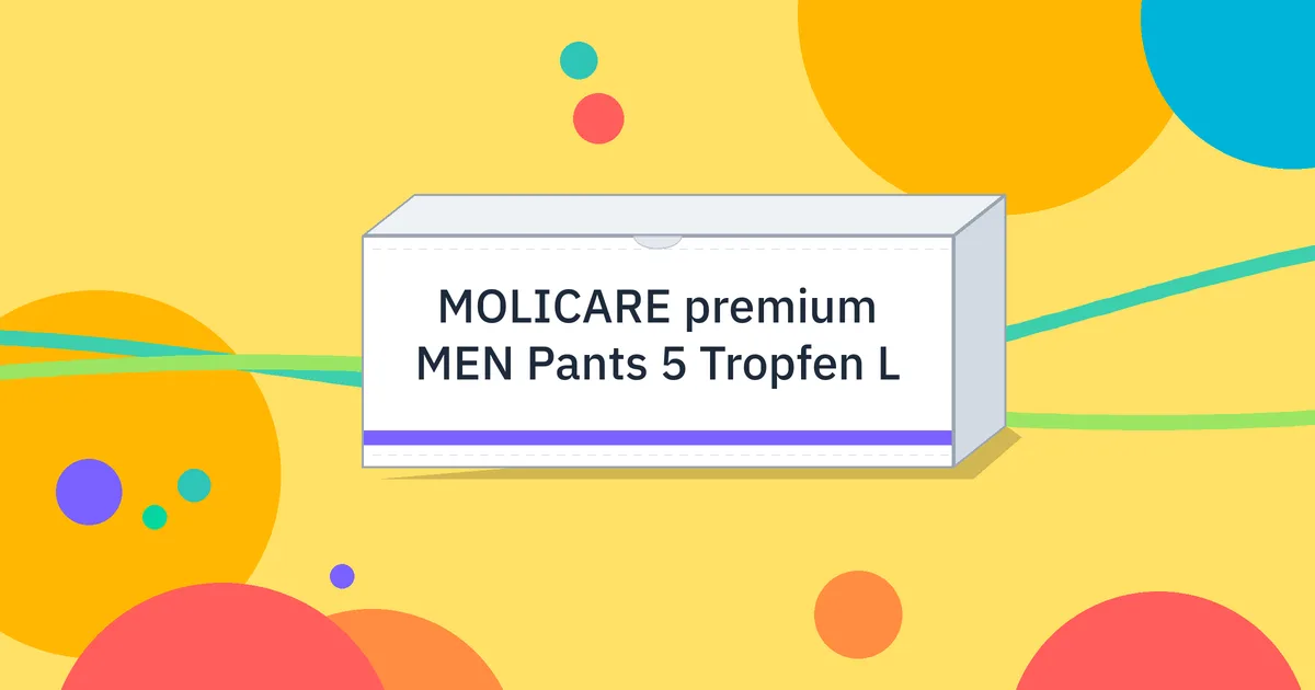 Symbolbild: Packung mit der Aufschrift MOLICARE premium MEN Pants 5 Tropfen L (PZN 18300719) – Verfügbarkeit und Bezug in Apotheken in Frankfurt am Main