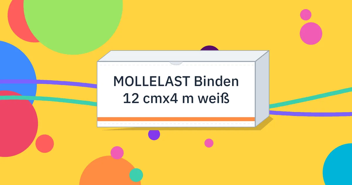 Symbolbild: Packung mit der Aufschrift MOLLELAST Binden 12 cmx4 m weiß (PZN 17452516) – Verfügbarkeit und Bezug in Apotheken in Frankfurt am Main