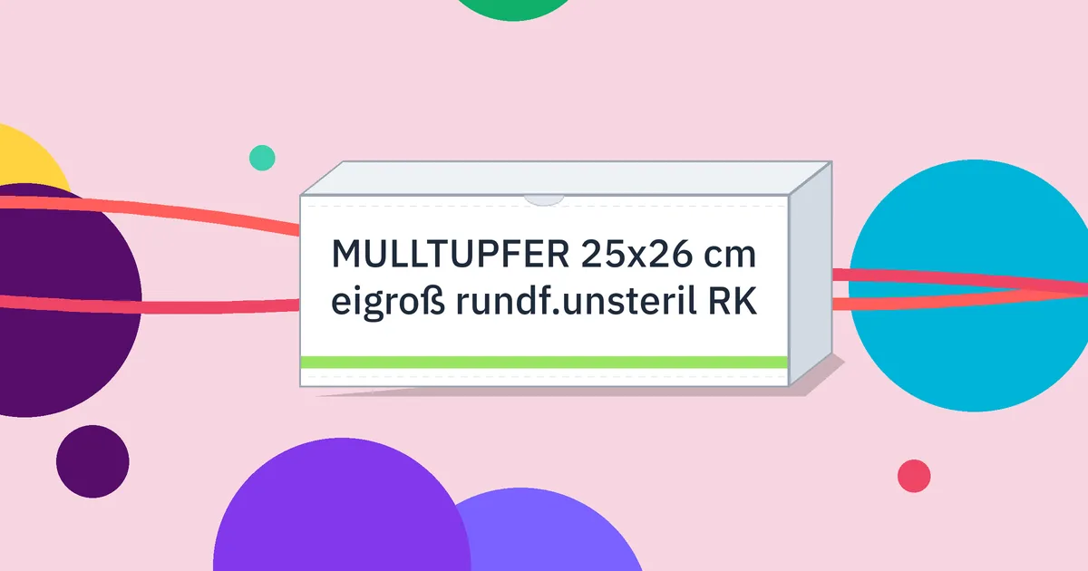 Symbolbild: Packung mit der Aufschrift MULLTUPFER 25x26 cm eigroß rundf.unsteril RK (PZN 00822311) – Verfügbarkeit und Bezug in Apotheken in Frankfurt am Main