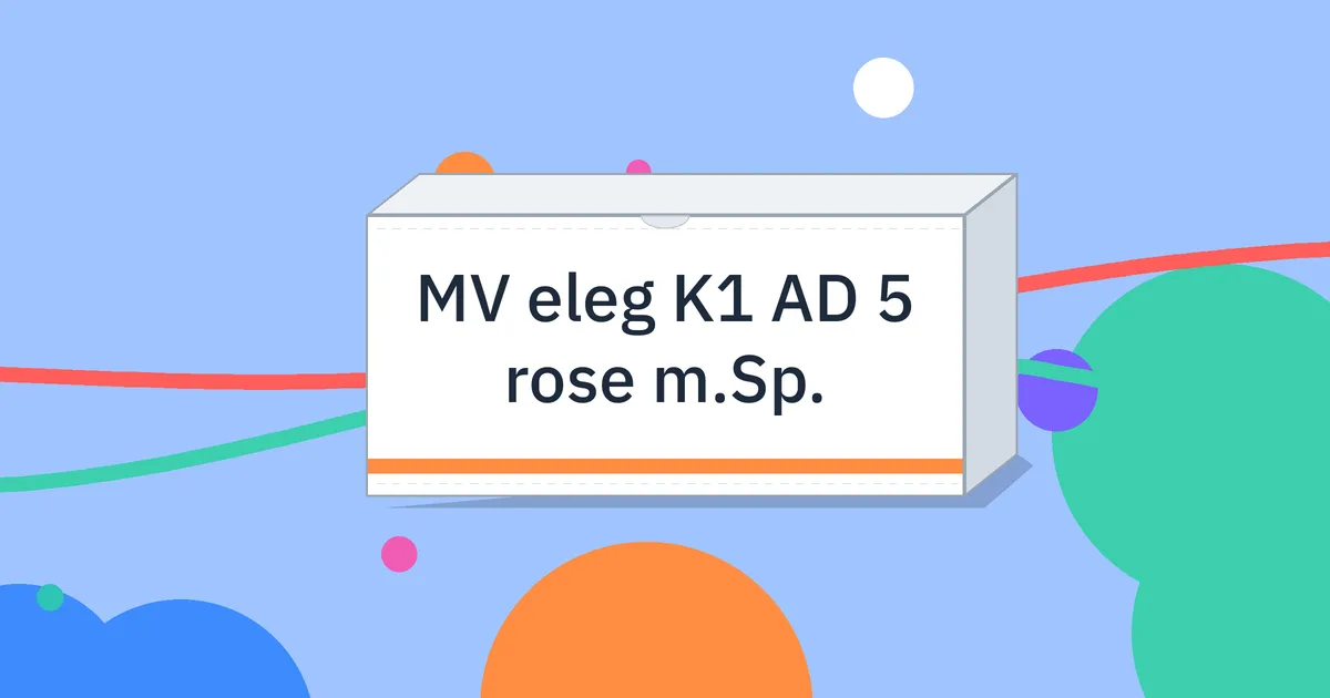 Symbolbild: Packung mit der Aufschrift MV eleg K1 AD 5 rose m.Sp. (PZN 14685674) – Verfügbarkeit und Bezug in Apotheken in Frankfurt am Main