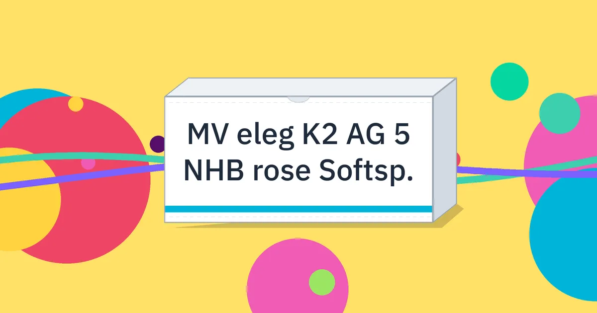 Symbolbild: Packung mit der Aufschrift MV eleg K2 AG 5 NHB rose Softsp. (PZN 15730342) – Verfügbarkeit und Bezug in Apotheken in Frankfurt am Main
