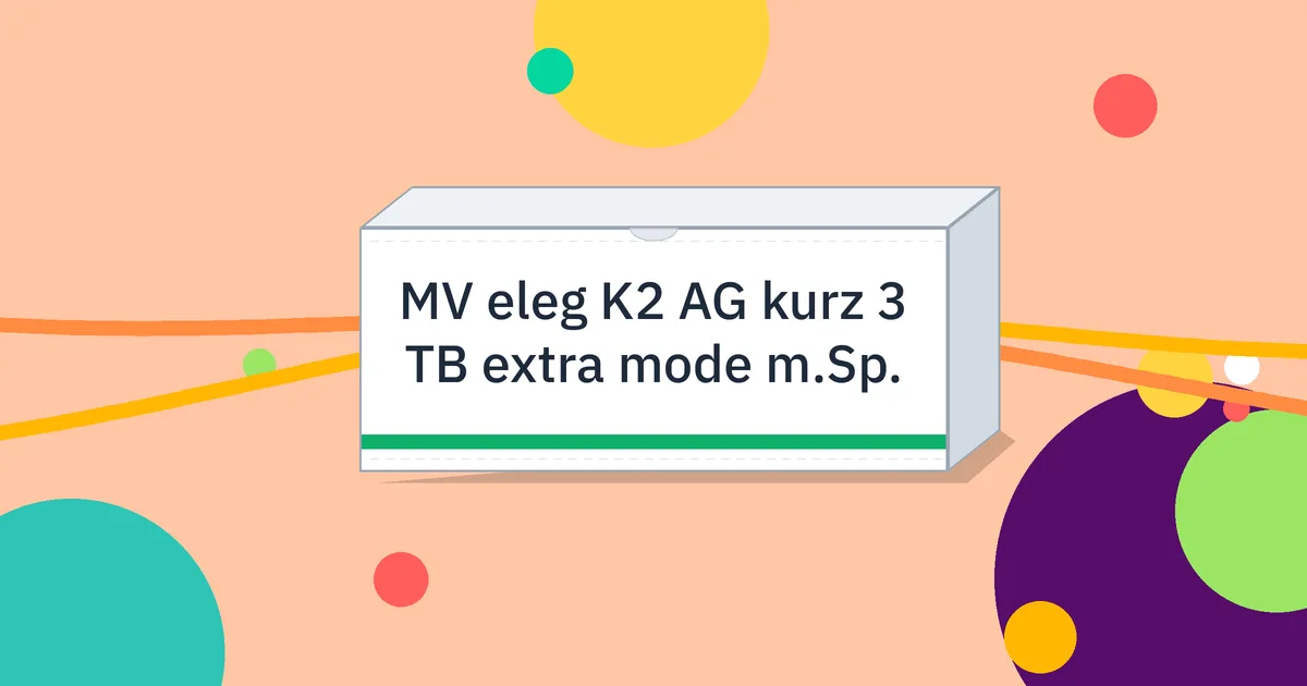 Symbolbild: Packung mit der Aufschrift MV eleg K2 AG kurz 3 TB extra mode m.Sp. (PZN 09878997) – Verfügbarkeit und Bezug in Apotheken in Frankfurt am Main