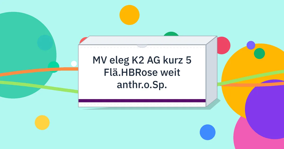 Symbolbild: Packung mit der Aufschrift MV eleg K2 AG kurz 5 Flä.HBRose weit anthr.o.Sp. (PZN 15705373) – Verfügbarkeit und Bezug in Apotheken in Frankfurt am Main