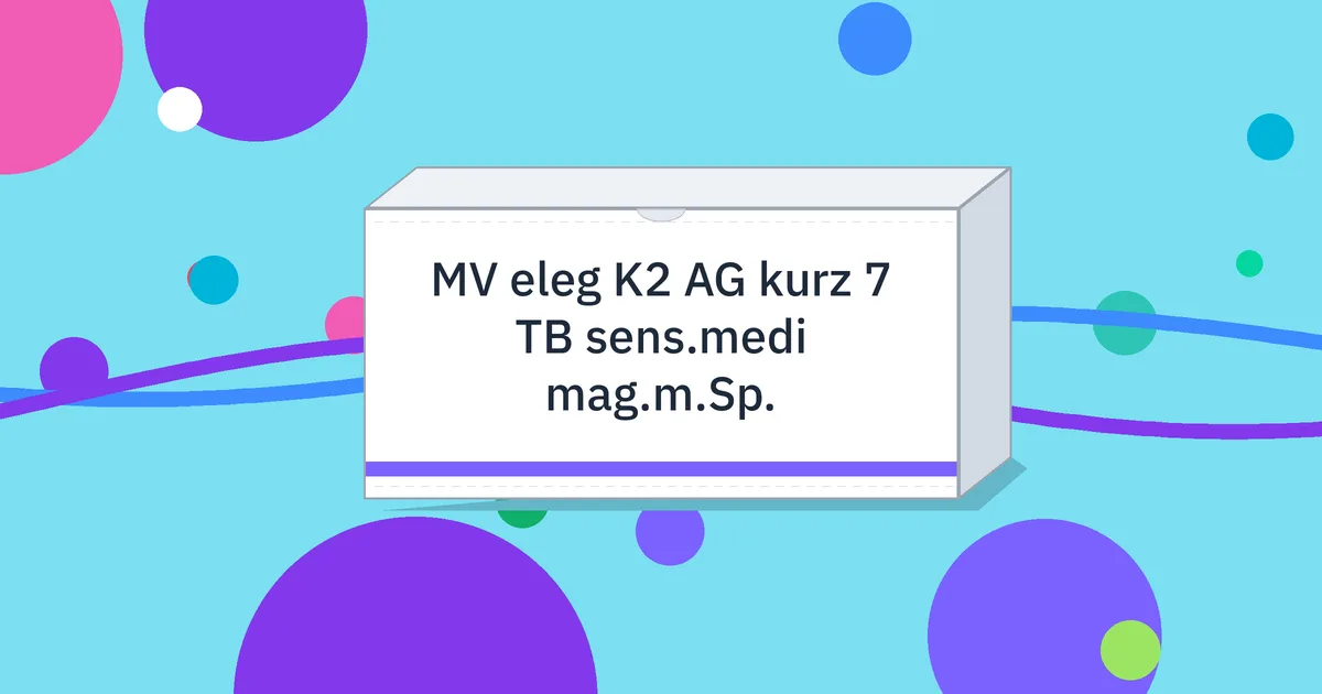 Symbolbild: Packung mit der Aufschrift MV eleg K2 AG kurz 7 TB sens.medi mag.m.Sp. (PZN 14636428) – Verfügbarkeit und Bezug in Apotheken in Frankfurt am Main