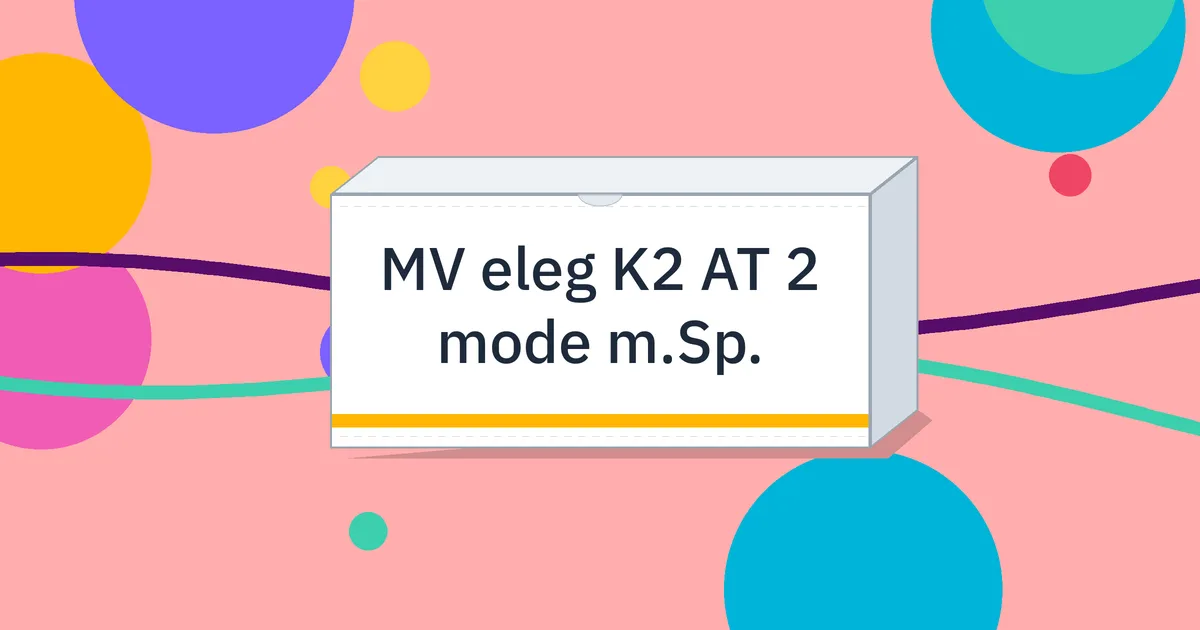 Symbolbild: Packung mit der Aufschrift MV eleg K2 AT 2 mode m.Sp. (PZN 06884744) – Verfügbarkeit und Bezug in Apotheken in Frankfurt am Main