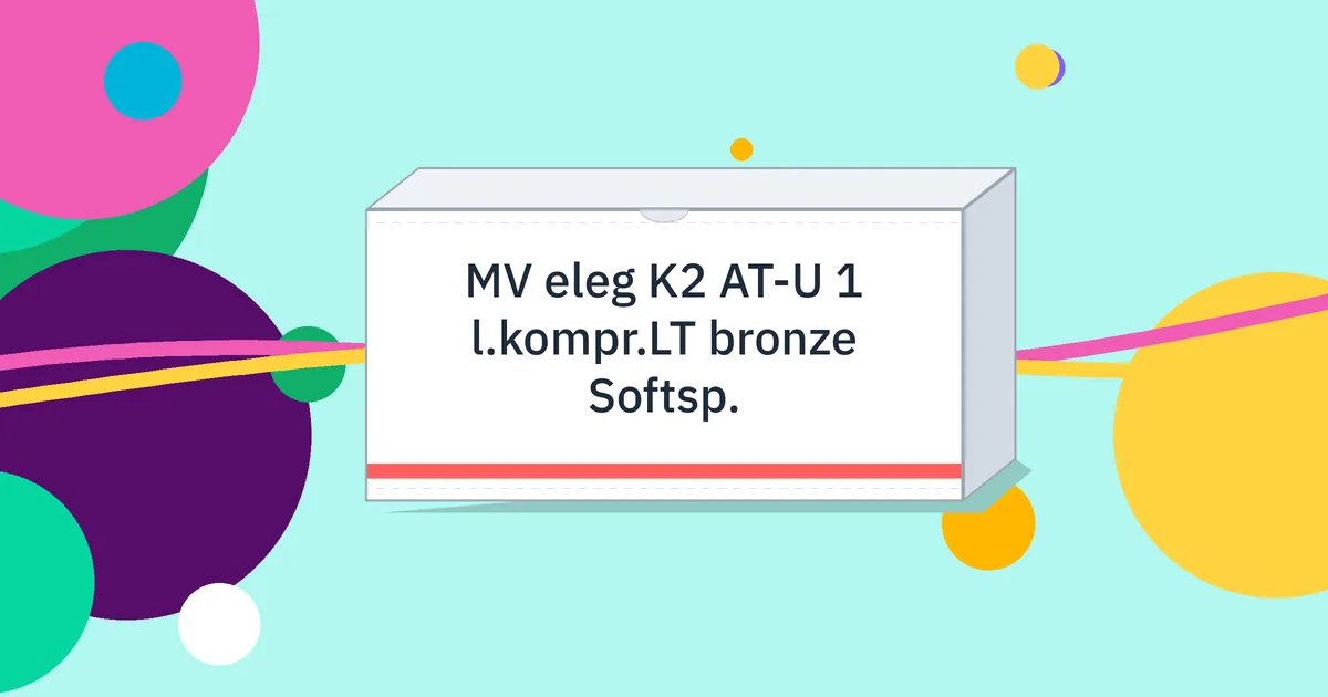 Symbolbild: Packung mit der Aufschrift MV eleg K2 AT-U 1 l.kompr.LT bronze Softsp. (PZN 15289466) – Verfügbarkeit und Bezug in Apotheken in Frankfurt am Main