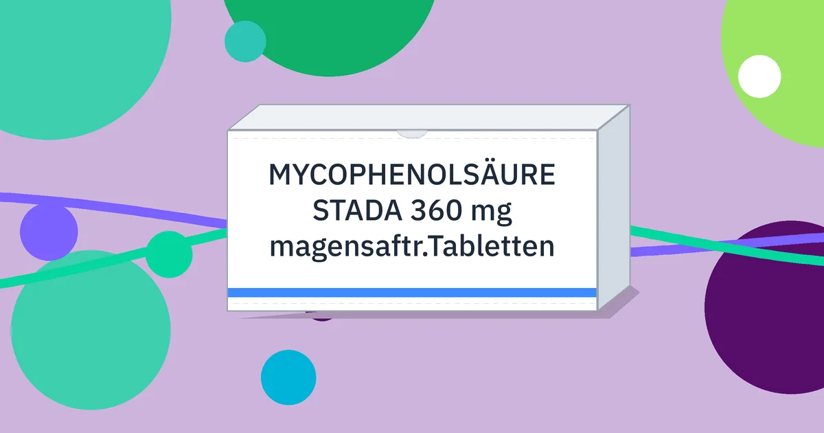 Symbolbild: Packung mit der Aufschrift MYCOPHENOLSÄURE STADA 360 mg magensaftr.Tabletten (PZN 18134994) – Verfügbarkeit und Bezug in Apotheken in Frankfurt am Main