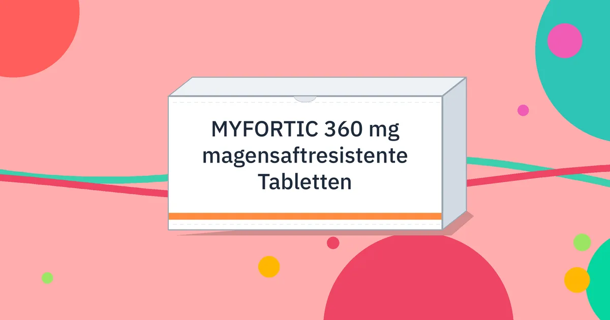 Symbolbild: Packung mit der Aufschrift MYFORTIC 360 mg magensaftresistente Tabletten (PZN 00081197) – Verfügbarkeit und Bezug in Apotheken in Frankfurt am Main