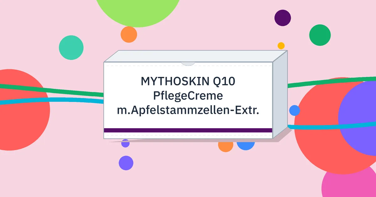 Symbolbild: Packung mit der Aufschrift MYTHOSKIN Q10 PflegeCreme m.Apfelstammzellen-Extr. (PZN 18311166) – Verfügbarkeit und Bezug in Apotheken in Frankfurt am Main