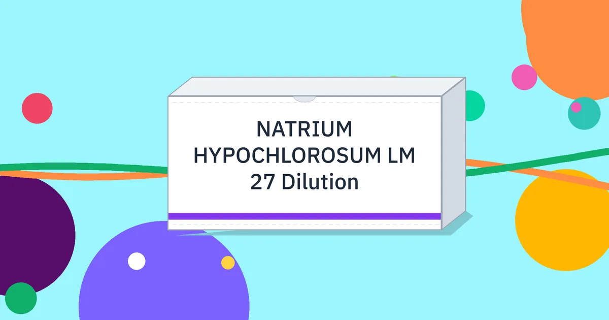 Symbolbild: Packung mit der Aufschrift NATRIUM HYPOCHLOROSUM LM 27 Dilution (PZN 12963146) – Verfügbarkeit und Bezug in Apotheken in Frankfurt am Main