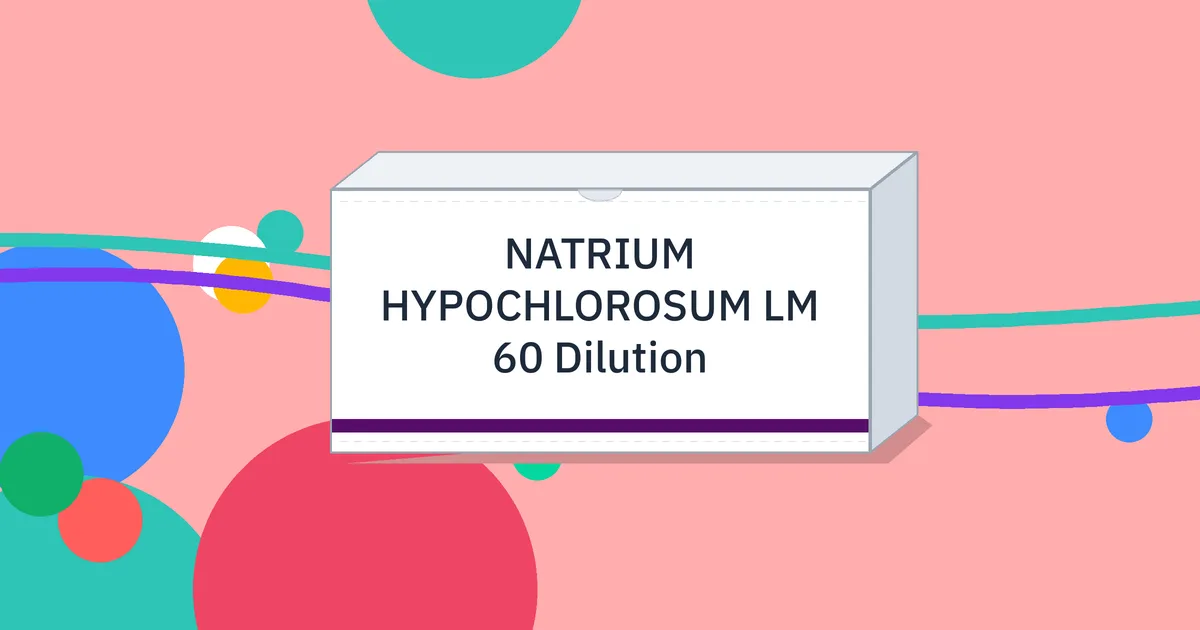 Symbolbild: Packung mit der Aufschrift NATRIUM HYPOCHLOROSUM LM 60 Dilution (PZN 12963206) – Verfügbarkeit und Bezug in Apotheken in Frankfurt am Main