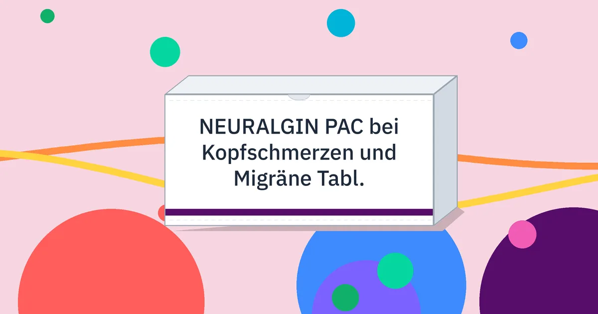 Symbolbild: Packung mit der Aufschrift NEURALGIN PAC bei Kopfschmerzen und Migräne Tabl. (PZN 18373753) – Verfügbarkeit und Bezug in Apotheken in Frankfurt am Main