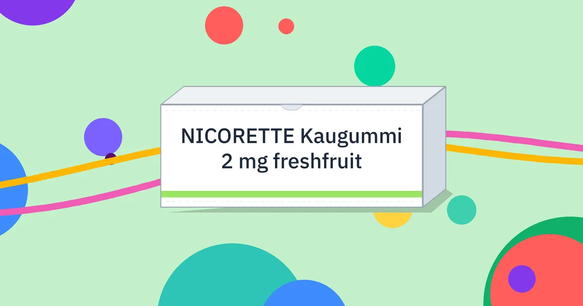 Symbolbild: Packung mit der Aufschrift NICORETTE Kaugummi 2 mg freshfruit (PZN 17276930) – Verfügbarkeit und Bezug in Apotheken in Frankfurt am Main