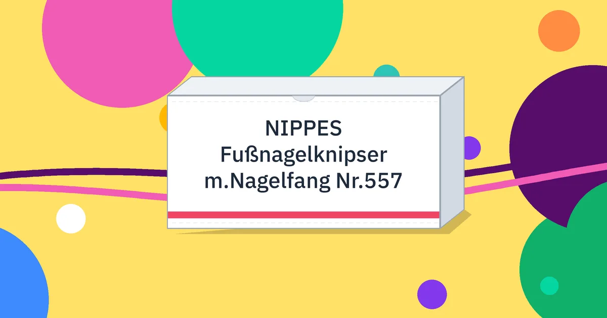 Symbolbild: Packung mit der Aufschrift NIPPES Fußnagelknipser m.Nagelfang Nr.557 (PZN 08780598) – Verfügbarkeit und Bezug in Apotheken in Frankfurt am Main