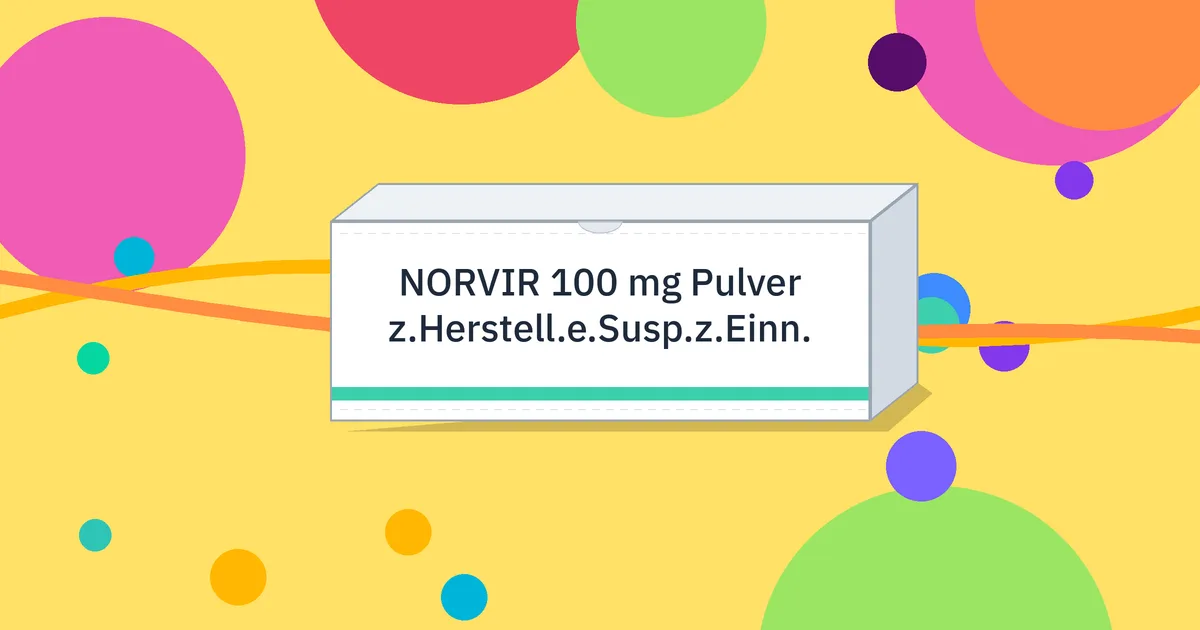 Symbolbild: Packung mit der Aufschrift NORVIR 100 mg Pulver z.Herstell.e.Susp.z.Einn. (PZN 11278158) – Verfügbarkeit und Bezug in Apotheken in Frankfurt am Main