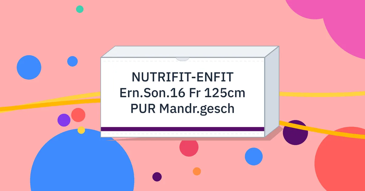 Symbolbild: Packung mit der Aufschrift NUTRIFIT-ENFIT Ern.Son.16 Fr 125cm PUR Mandr.gesch (PZN 14174206) – Verfügbarkeit und Bezug in Apotheken in Frankfurt am Main