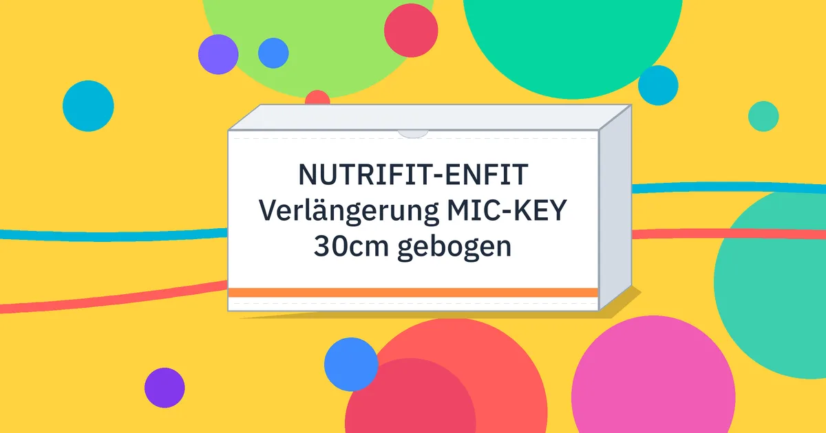 Symbolbild: Packung mit der Aufschrift NUTRIFIT-ENFIT Verlängerung MIC-KEY 30cm gebogen (PZN 14174614) – Verfügbarkeit und Bezug in Apotheken in Frankfurt am Main