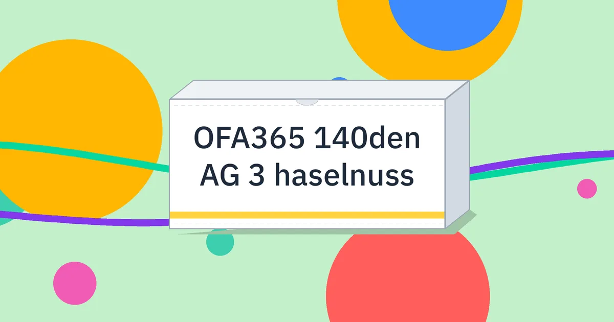 Symbolbild: Packung mit der Aufschrift OFA365 140den AG 3 haselnuss (PZN 16722988) – Verfügbarkeit und Bezug in Apotheken in Frankfurt am Main