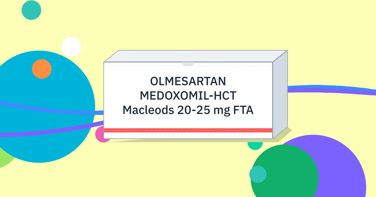Symbolbild: Packung mit der Aufschrift OLMESARTAN MEDOXOMIL-HCT Macleods 20-25 mg FTA (PZN 20107846) – Verfügbarkeit und Bezug in Apotheken in Frankfurt am Main
