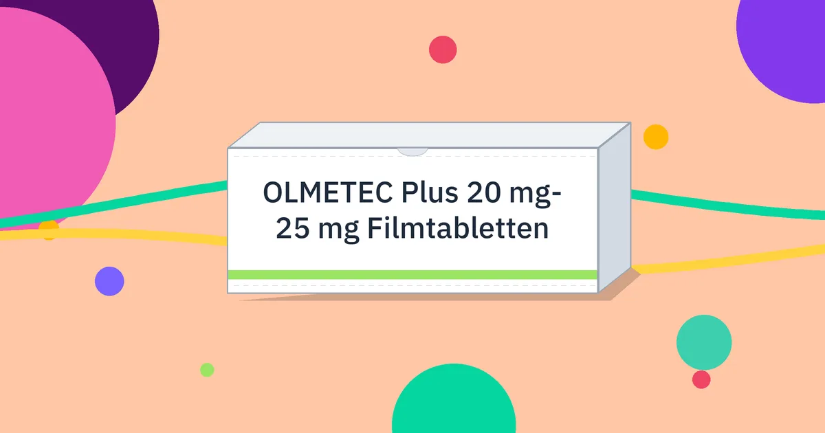 Symbolbild: Packung mit der Aufschrift OLMETEC Plus 20 mg-25 mg Filmtabletten (PZN 10045104) – Verfügbarkeit und Bezug in Apotheken in Frankfurt am Main