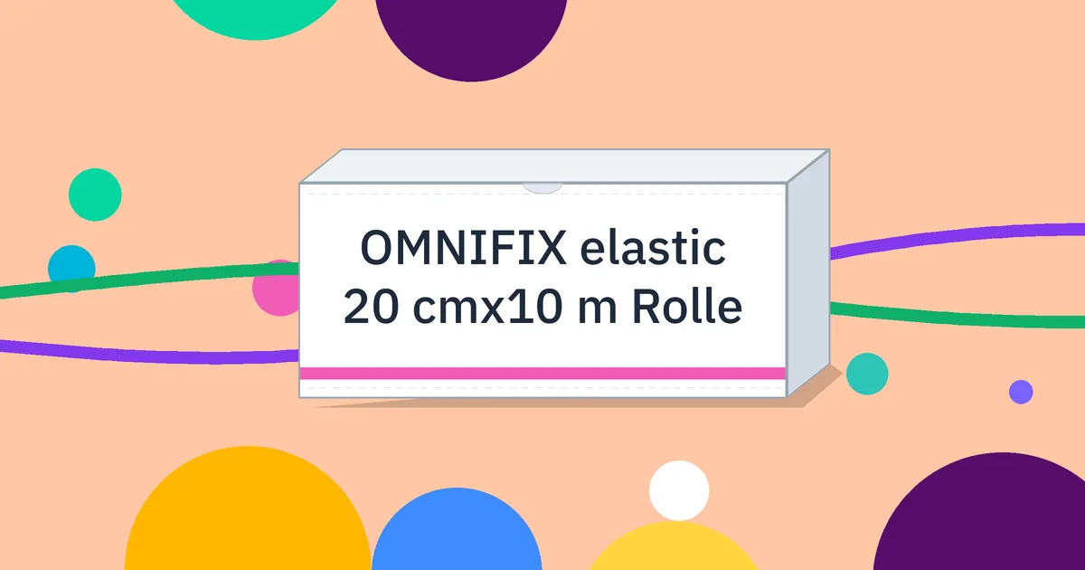 Symbolbild: Packung mit der Aufschrift OMNIFIX elastic 20 cmx10 m Rolle (PZN 05530010) – Verfügbarkeit und Bezug in Apotheken in Frankfurt am Main