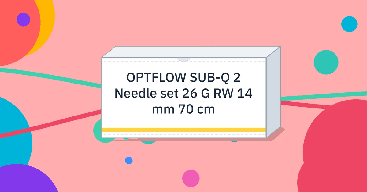 Symbolbild: Packung mit der Aufschrift OPTFLOW SUB-Q 2 Needle set 26 G RW 14 mm 70 cm (PZN 16801280) – Verfügbarkeit und Bezug in Apotheken in Frankfurt am Main