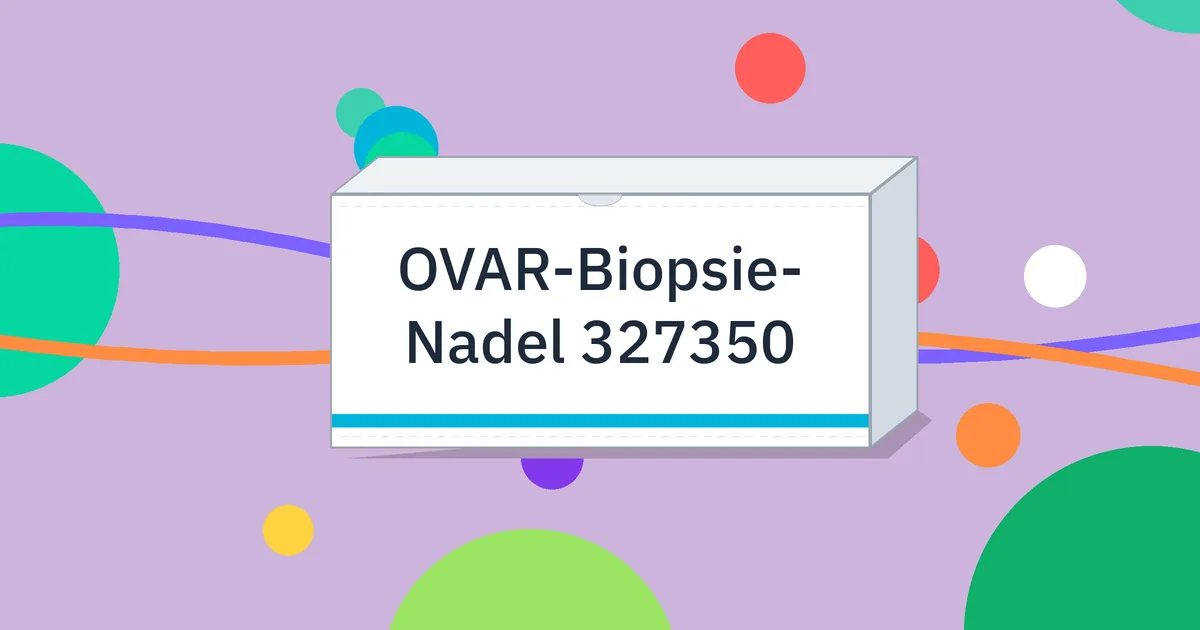 Symbolbild: Packung mit der Aufschrift OVAR-Biopsie-Nadel 327350 (PZN 18677105) – Verfügbarkeit und Bezug in Apotheken in Frankfurt am Main