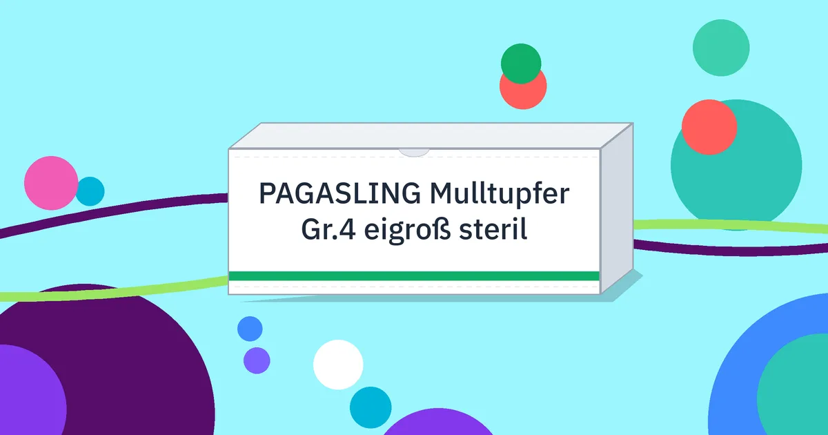 Symbolbild: Packung mit der Aufschrift PAGASLING Mulltupfer Gr.4 eigroß steril (PZN 16327536) – Verfügbarkeit und Bezug in Apotheken in Frankfurt am Main