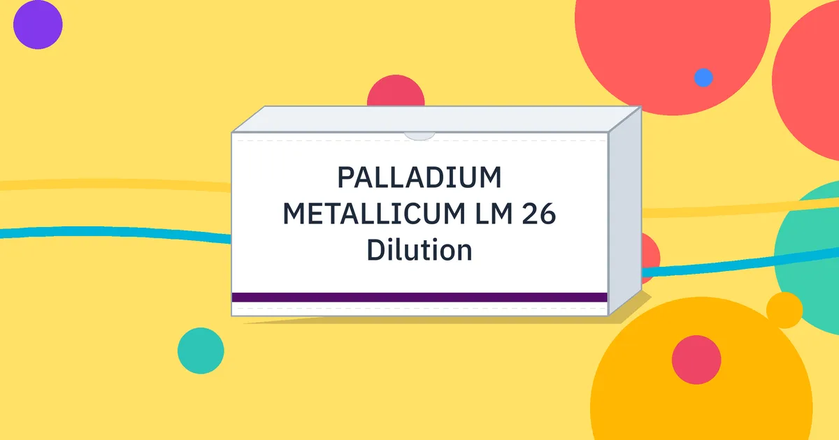 Symbolbild: Packung mit der Aufschrift PALLADIUM METALLICUM LM 26 Dilution (PZN 12975540) – Verfügbarkeit und Bezug in Apotheken in Frankfurt am Main