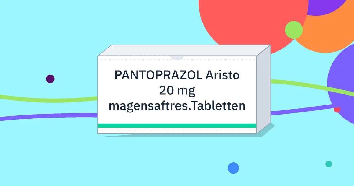 Symbolbild: Packung mit der Aufschrift PANTOPRAZOL Aristo 20 mg magensaftres.Tabletten (PZN 10549313) – Verfügbarkeit und Bezug in Apotheken in Frankfurt am Main