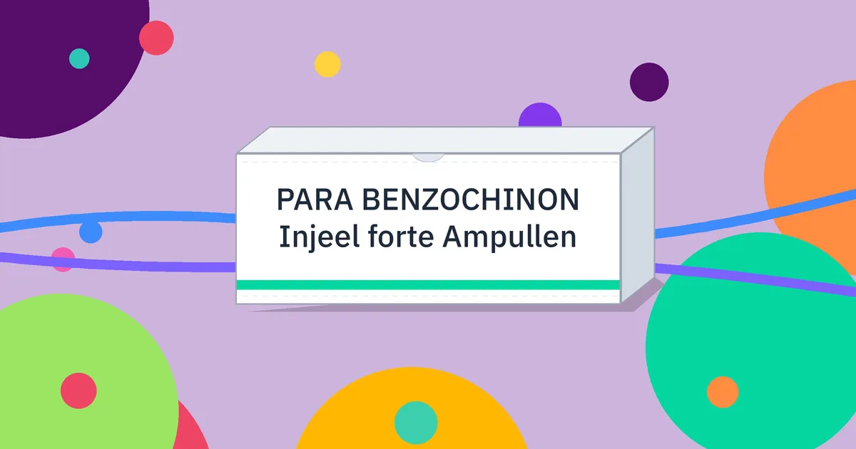Symbolbild: Packung mit der Aufschrift PARA BENZOCHINON Injeel forte Ampullen (PZN 01804798) – Verfügbarkeit und Bezug in Apotheken in Frankfurt am Main