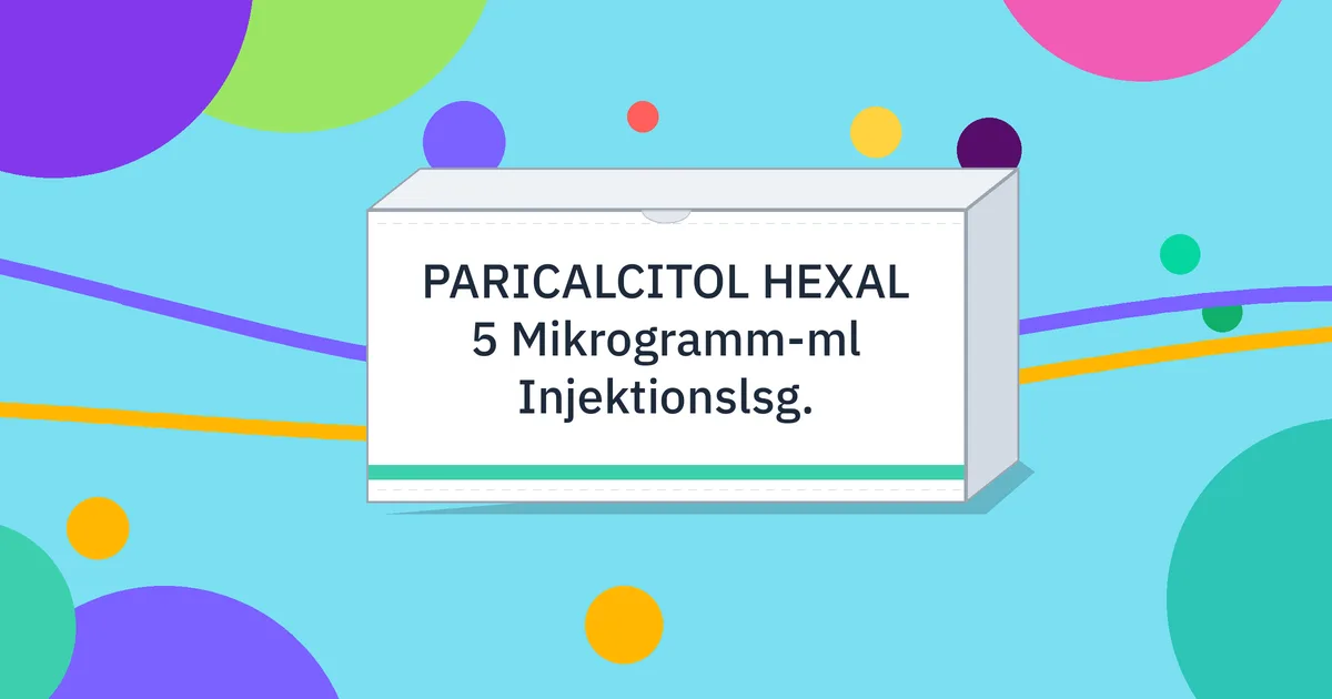 Symbolbild: Packung mit der Aufschrift PARICALCITOL HEXAL 5 Mikrogramm-ml Injektionslsg. (PZN 10735530) – Verfügbarkeit und Bezug in Apotheken in Frankfurt am Main