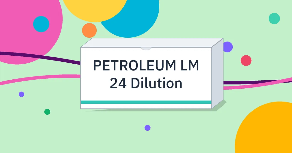 Symbolbild: Packung mit der Aufschrift PETROLEUM LM 24 Dilution (PZN 12977817) – Verfügbarkeit und Bezug in Apotheken in Frankfurt am Main