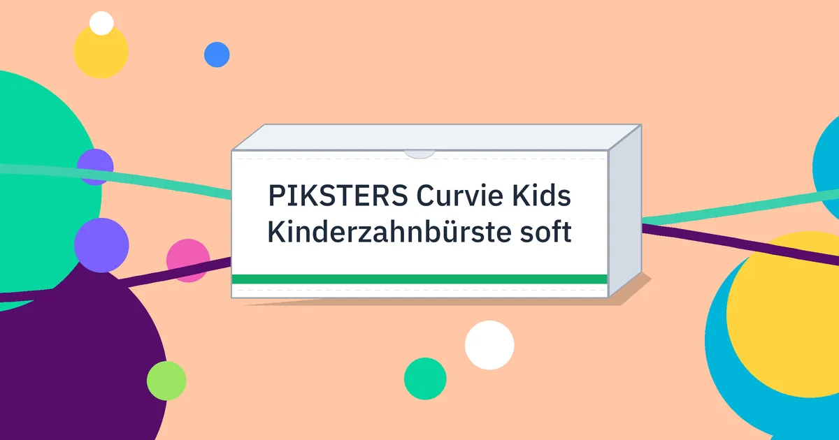Symbolbild: Packung mit der Aufschrift PIKSTERS Curvie Kids Kinderzahnbürste soft (PZN 19809566) – Verfügbarkeit und Bezug in Apotheken in Frankfurt am Main