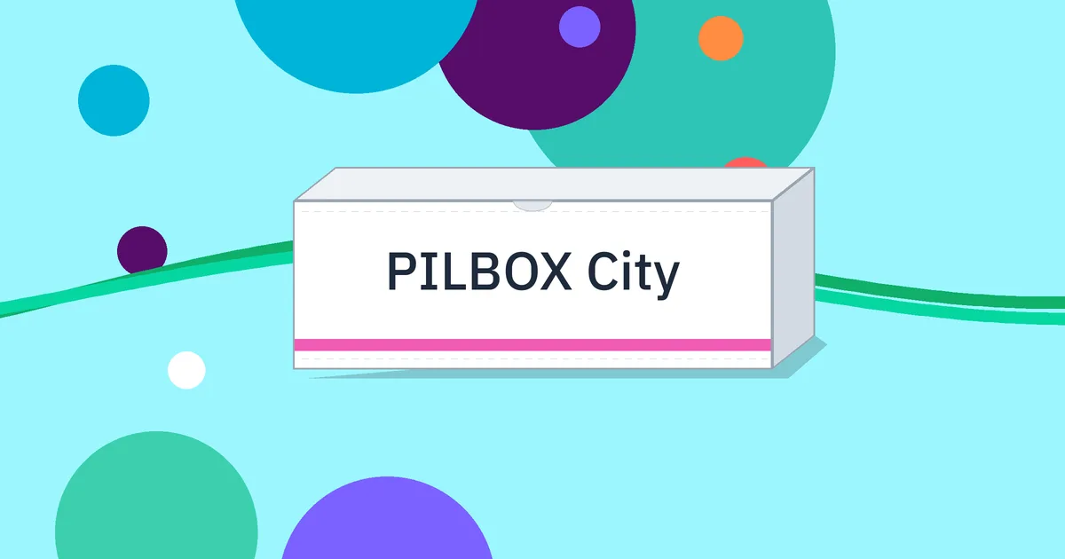Symbolbild: Packung mit der Aufschrift PILBOX City (PZN 05027191) – Verfügbarkeit und Bezug in Apotheken in Frankfurt am Main