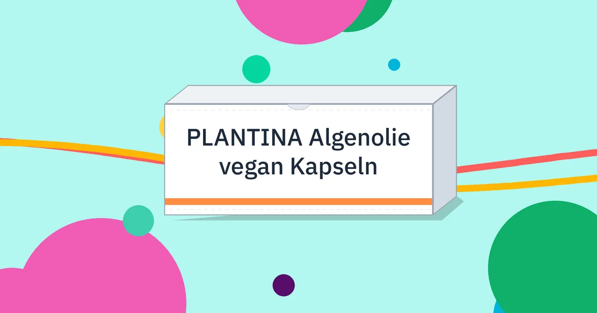 Symbolbild: Packung mit der Aufschrift PLANTINA Algenolie vegan Kapseln (PZN 17216218) – Verfügbarkeit und Bezug in Apotheken in Frankfurt am Main