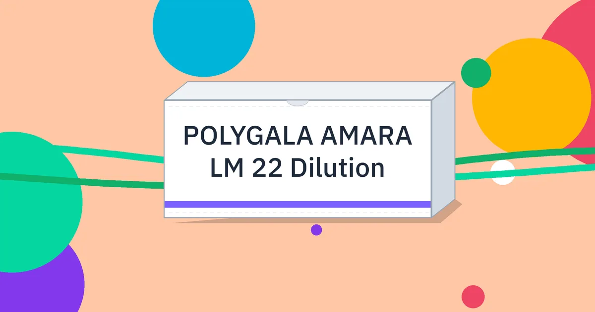 Symbolbild: Packung mit der Aufschrift POLYGALA AMARA LM 22 Dilution (PZN 13661594) – Verfügbarkeit und Bezug in Apotheken in Frankfurt am Main