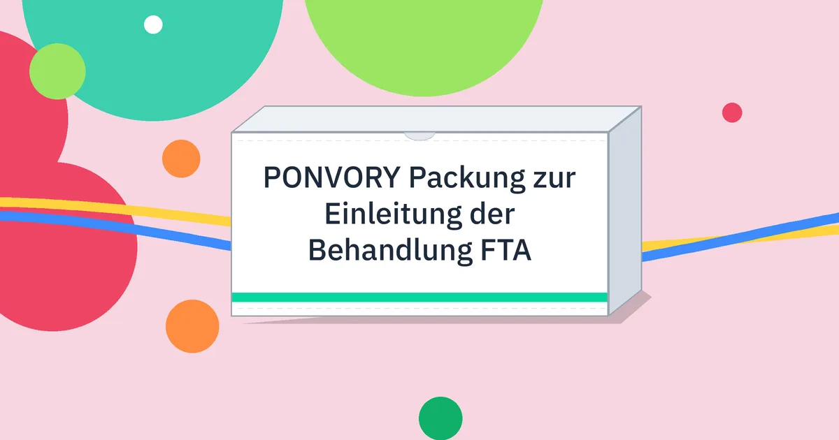 Symbolbild: Packung mit der Aufschrift PONVORY Packung zur Einleitung der Behandlung FTA (PZN 18722656) – Verfügbarkeit und Bezug in Apotheken in Frankfurt am Main