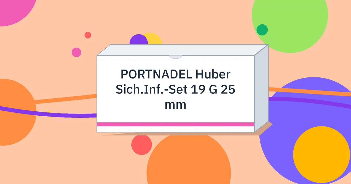 Symbolbild: Packung mit der Aufschrift PORTNADEL Huber Sich.Inf.-Set 19 G 25 mm (PZN 16037235) – Verfügbarkeit und Bezug in Apotheken in Frankfurt am Main