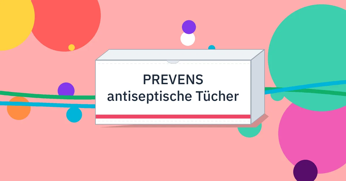 Symbolbild: Packung mit der Aufschrift PREVENS antiseptische Tücher (PZN 14232760) – Verfügbarkeit und Bezug in Apotheken in Frankfurt am Main