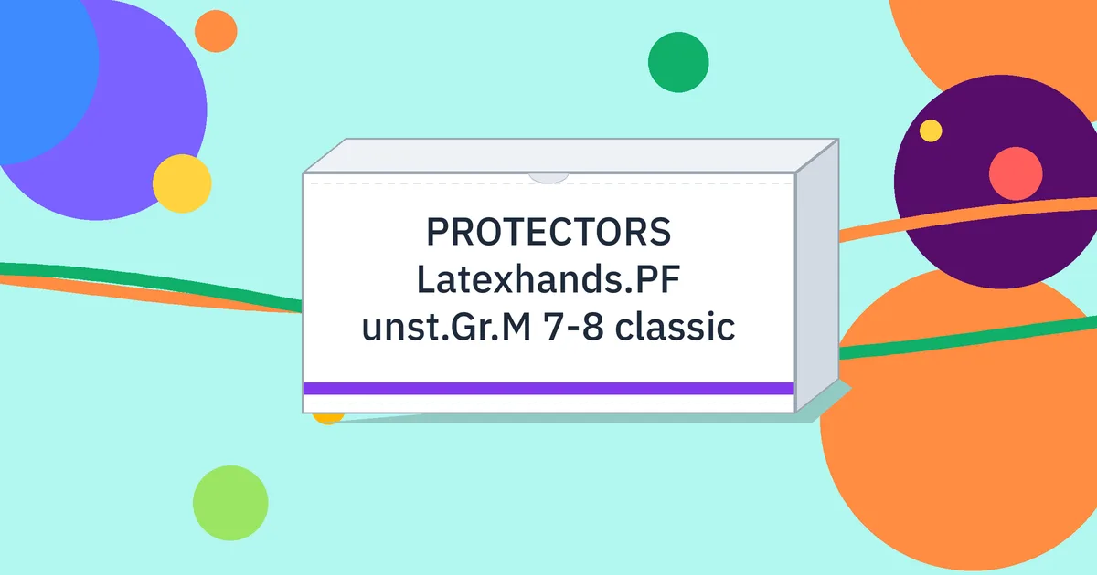 Symbolbild: Packung mit der Aufschrift PROTECTORS Latexhands.PF unst.Gr.M 7-8 classic (PZN 04683651) – Verfügbarkeit und Bezug in Apotheken in Frankfurt am Main