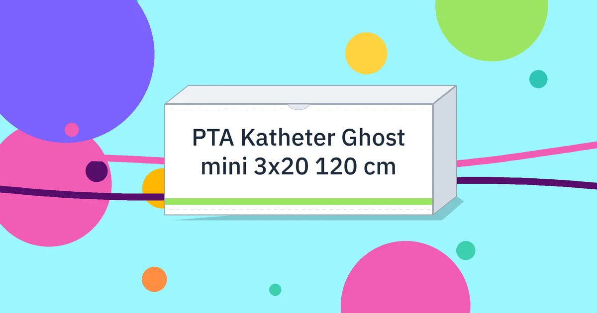 Symbolbild: Packung mit der Aufschrift PTA Katheter Ghost mini 3x20 120 cm (PZN 00140126) – Verfügbarkeit und Bezug in Apotheken in Frankfurt am Main