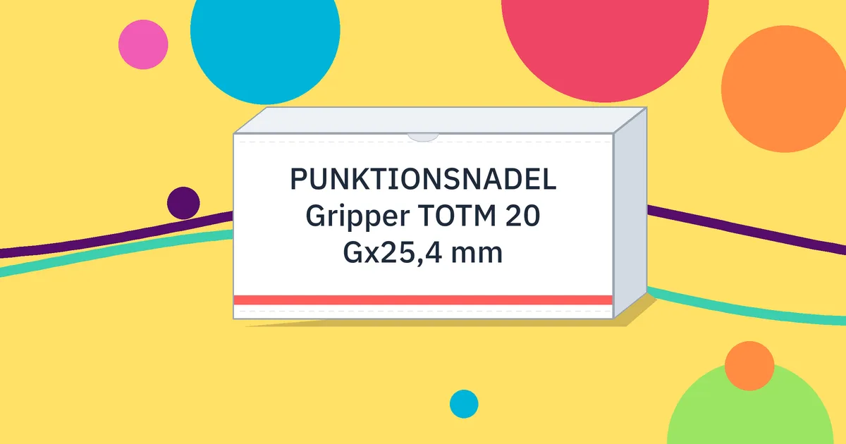 Symbolbild: Packung mit der Aufschrift PUNKTIONSNADEL Gripper TOTM 20 Gx25,4 mm (PZN 09422079) – Verfügbarkeit und Bezug in Apotheken in Frankfurt am Main