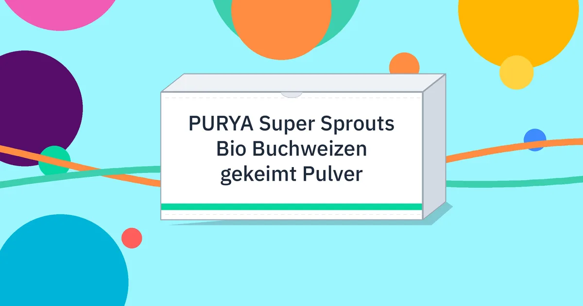 Symbolbild: Packung mit der Aufschrift PURYA Super Sprouts Bio Buchweizen gekeimt Pulver (PZN 14337045) – Verfügbarkeit und Bezug in Apotheken in Frankfurt am Main