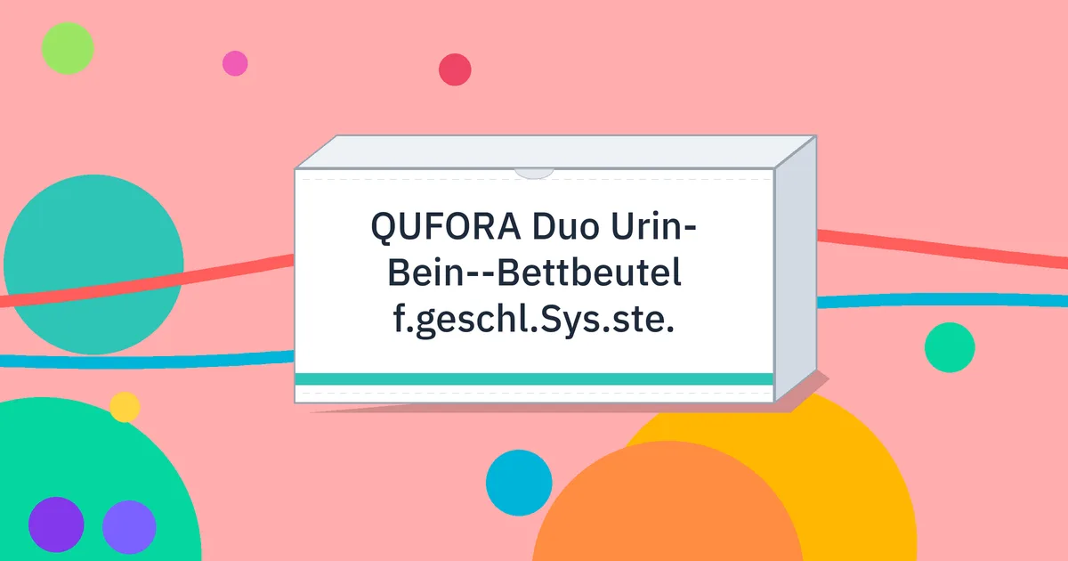 Symbolbild: Packung mit der Aufschrift QUFORA Duo Urin-Bein--Bettbeutel f.geschl.Sys.ste. (PZN 11379304) – Verfügbarkeit und Bezug in Apotheken in Frankfurt am Main
