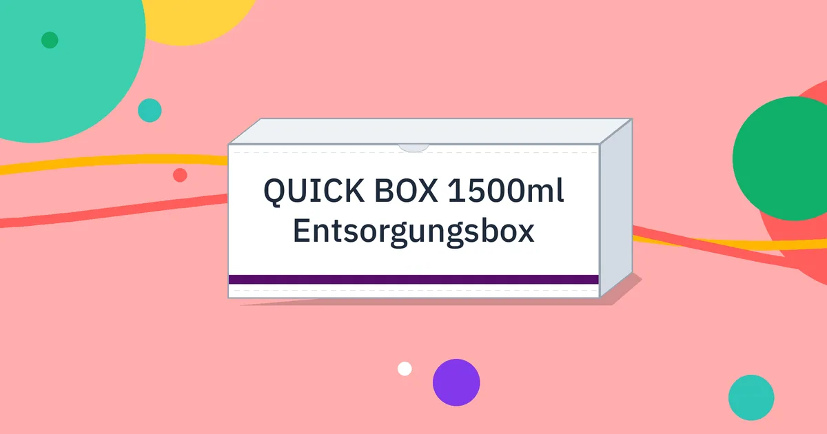 Symbolbild: Packung mit der Aufschrift QUICK BOX 1500ml Entsorgungsbox (PZN 16734052) – Verfügbarkeit und Bezug in Apotheken in Frankfurt am Main
